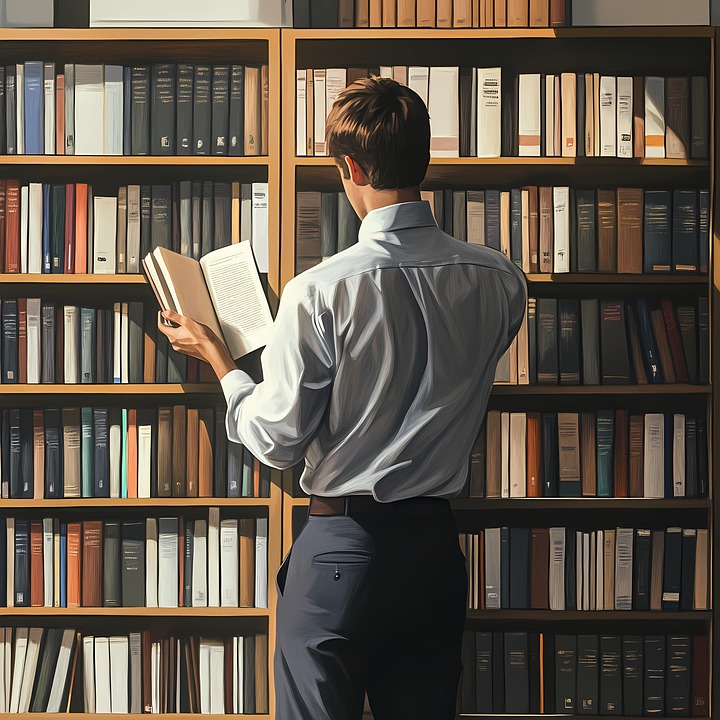 Download Ai Generated, Man, Library. Royalty-Free Stock Illustration ...