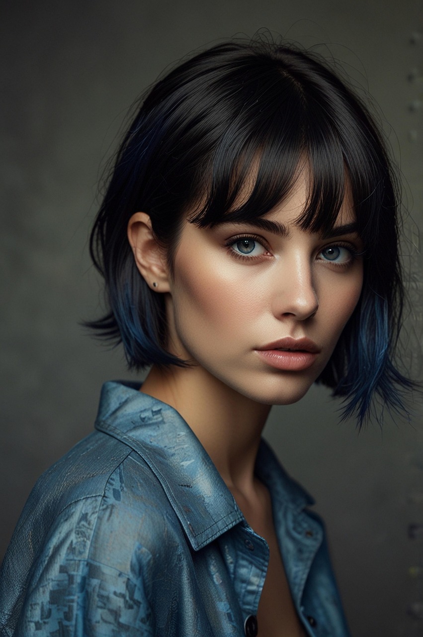 Download Bob Cut, Profile, Blue Blouse. Royalty-Free Stock Illustration ...