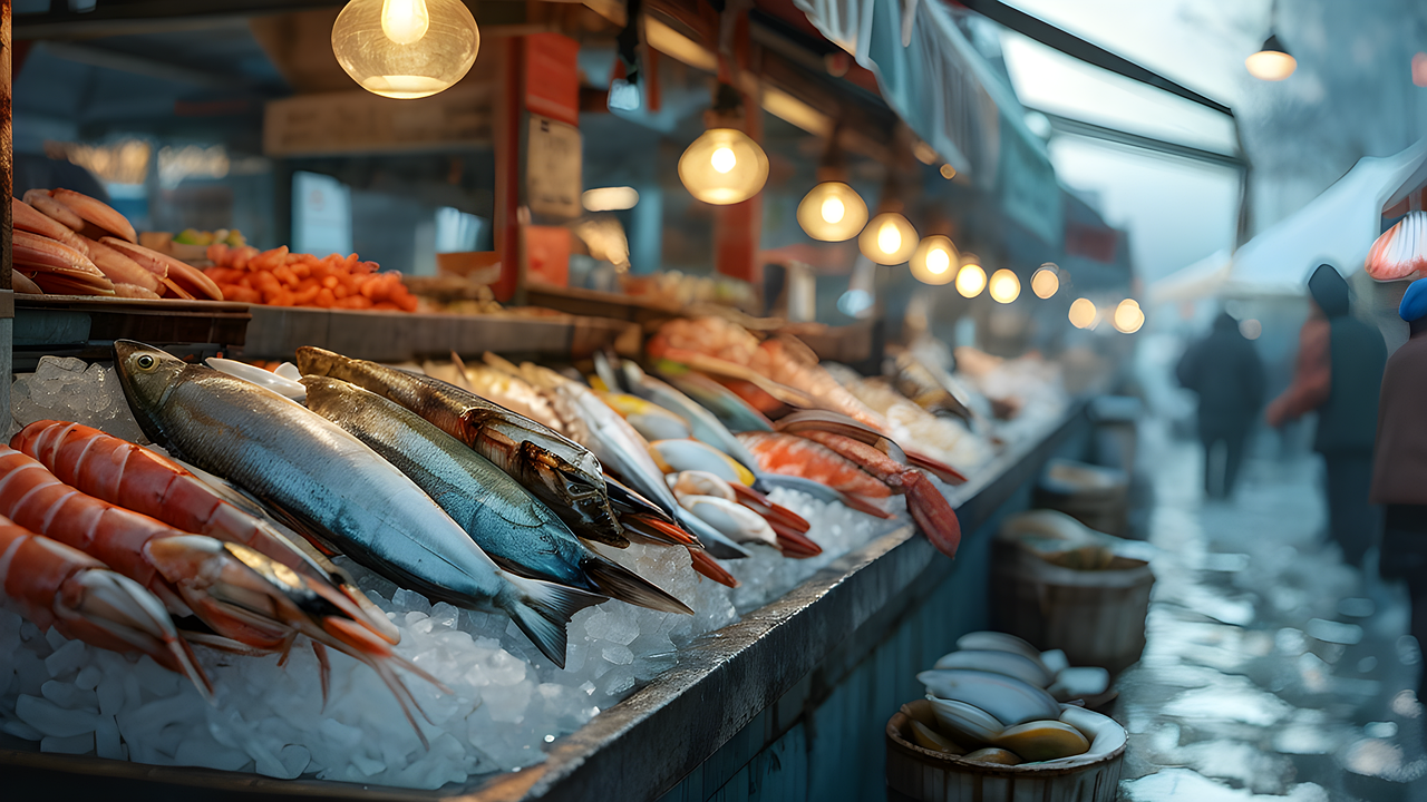 Download Fresh Seafood, Fish Stall, Shrimp. Royalty-Free Stock ...