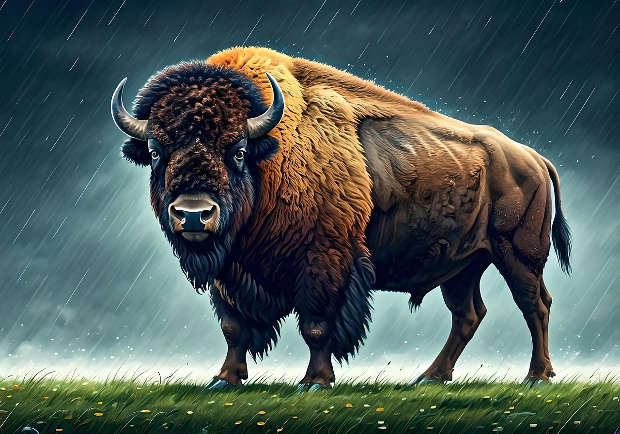 Download Ai Generated, Bison, Raining. Royalty-Free Stock Illustration ...