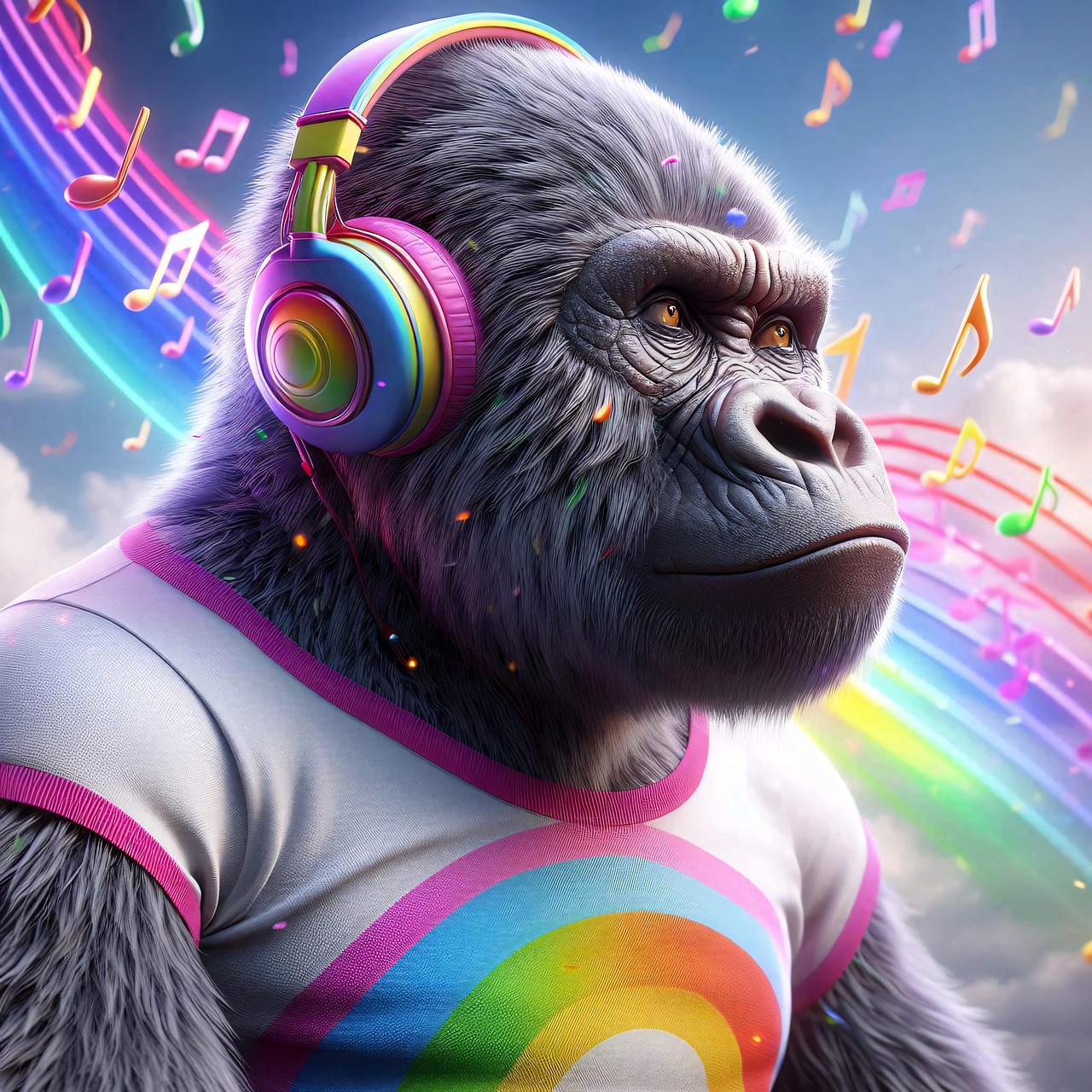 Download Ai Generated, Gorilla, Headphones. Royalty-Free Stock ...