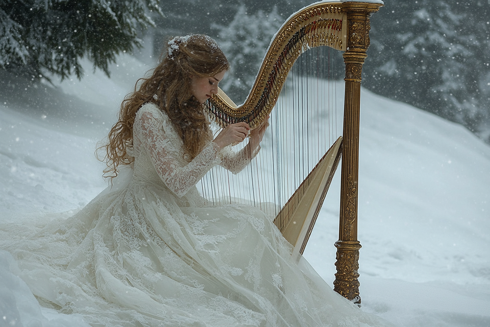 Download Woman, Harp, Snow. Royalty-Free Stock Illustration Image - Pixabay