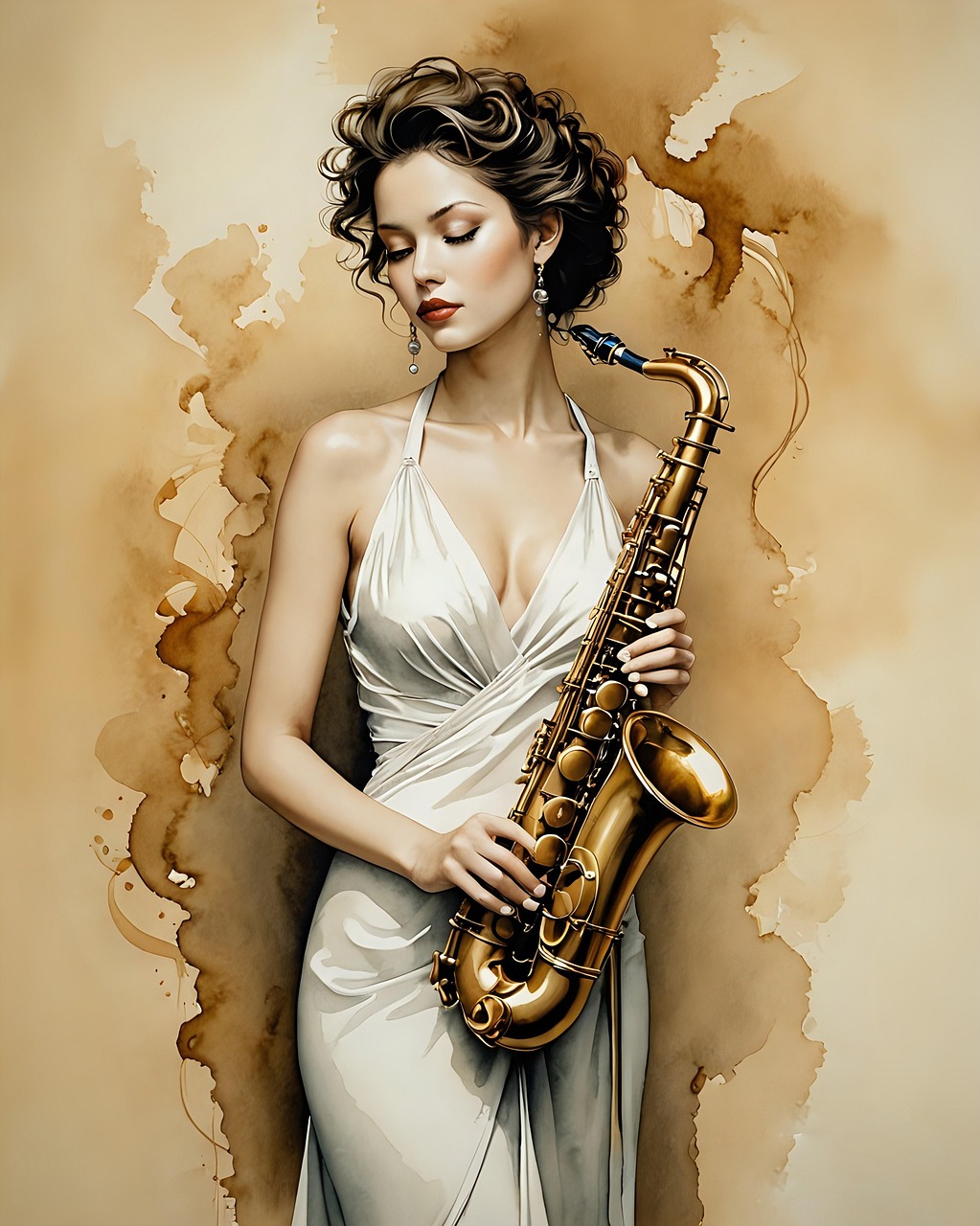 Download Saxophone, Woman, Music. Royalty-Free Stock Illustration Image ...