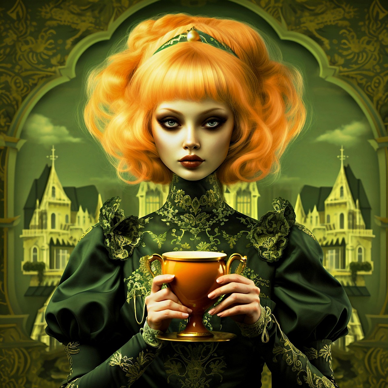 Download Regal Woman, Orange Hair, Victorian Gown. Royalty-Free Stock ...