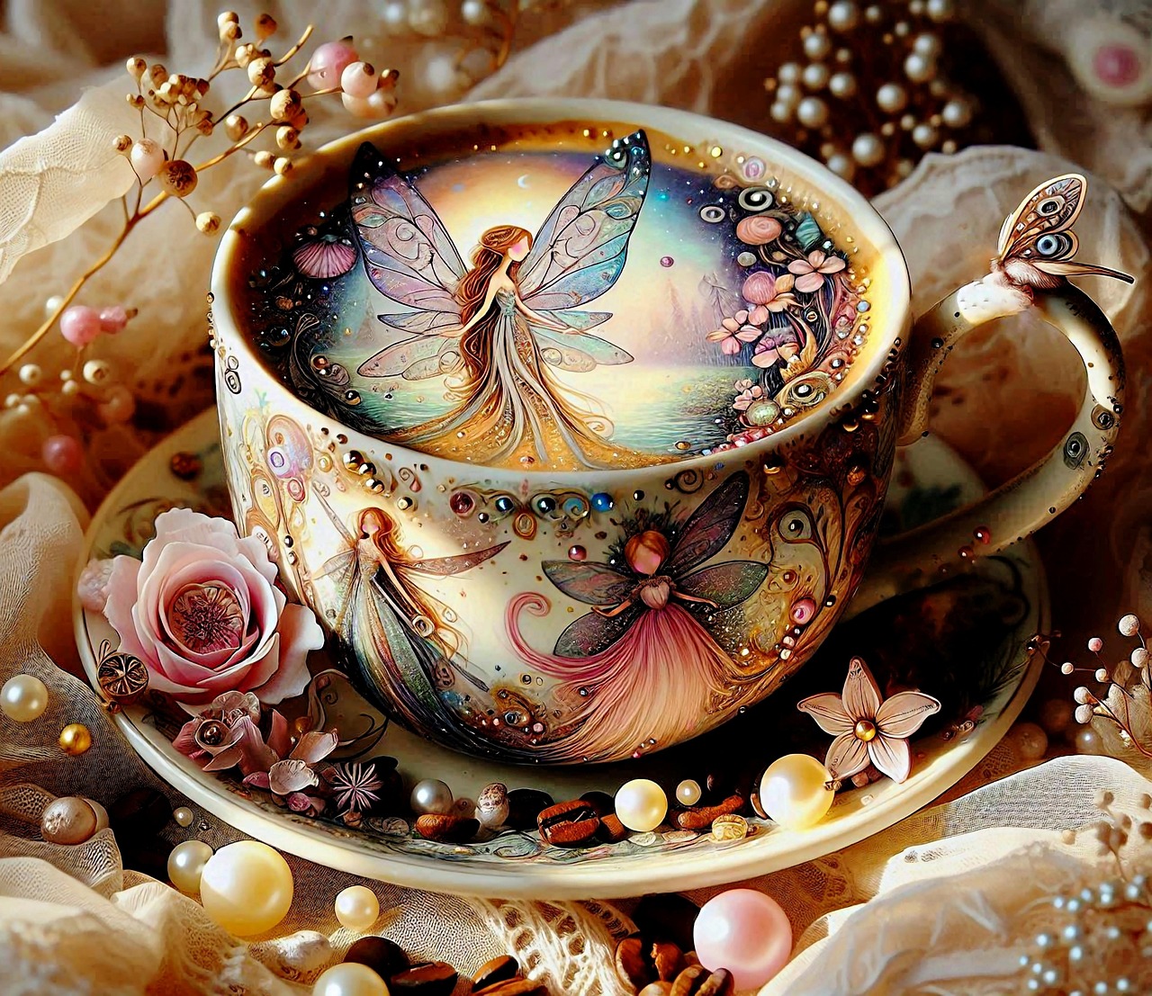Download Fairy Teacup, Whimsical Art, Fantasy Illustration. Royalty ...
