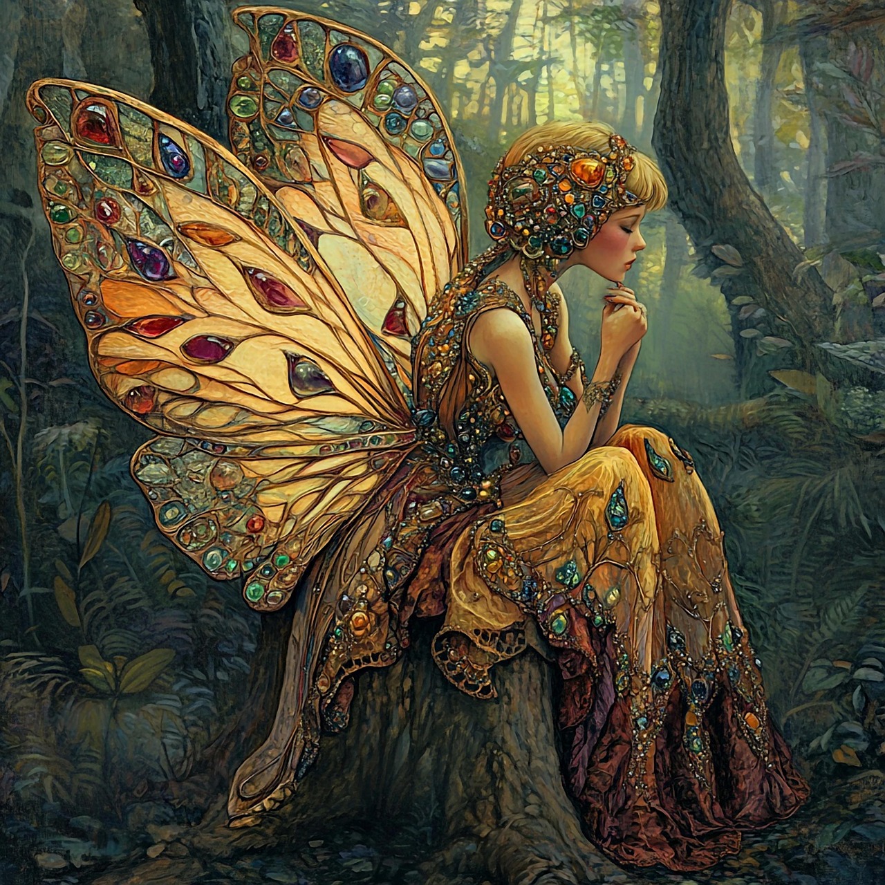 Download Fairy, Mystical Forest, Jeweled Wings. Royalty-Free Stock ...