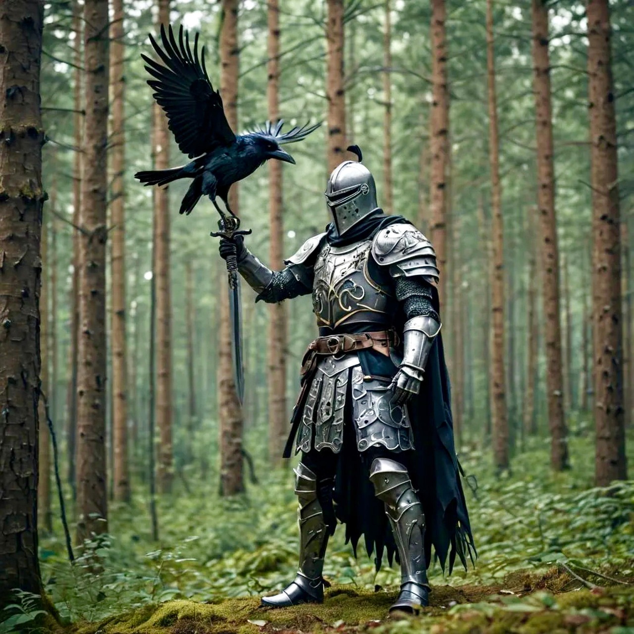 Download Ai Generated, Knight, Raven. Royalty-Free Stock Illustration ...