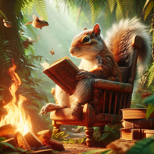 Download Ai Generated, Squirrel, Reading. Royalty-Free Stock ...