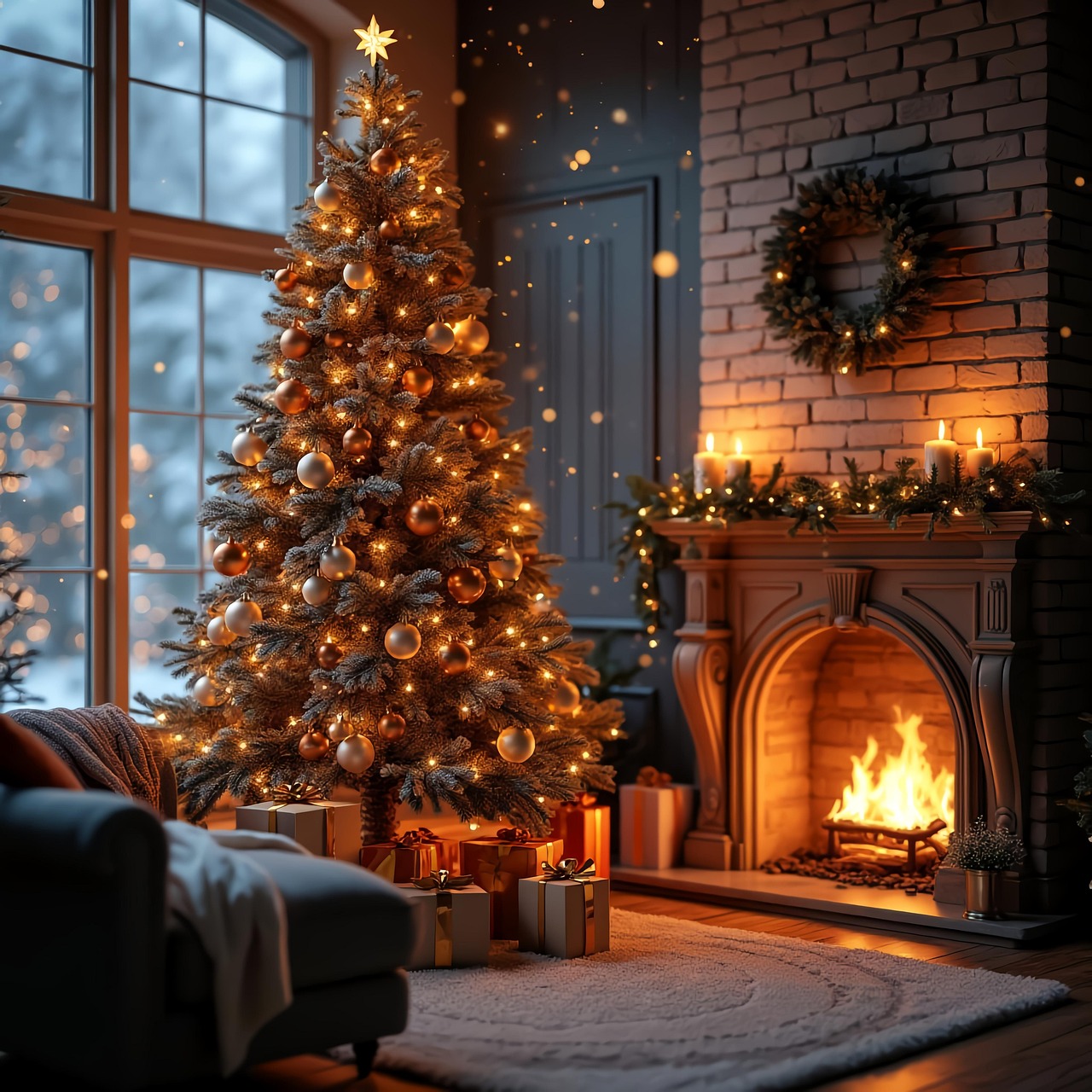 Download Ai Generated, Christmas Tree, Christmas Wreath. Royalty-Free ...
