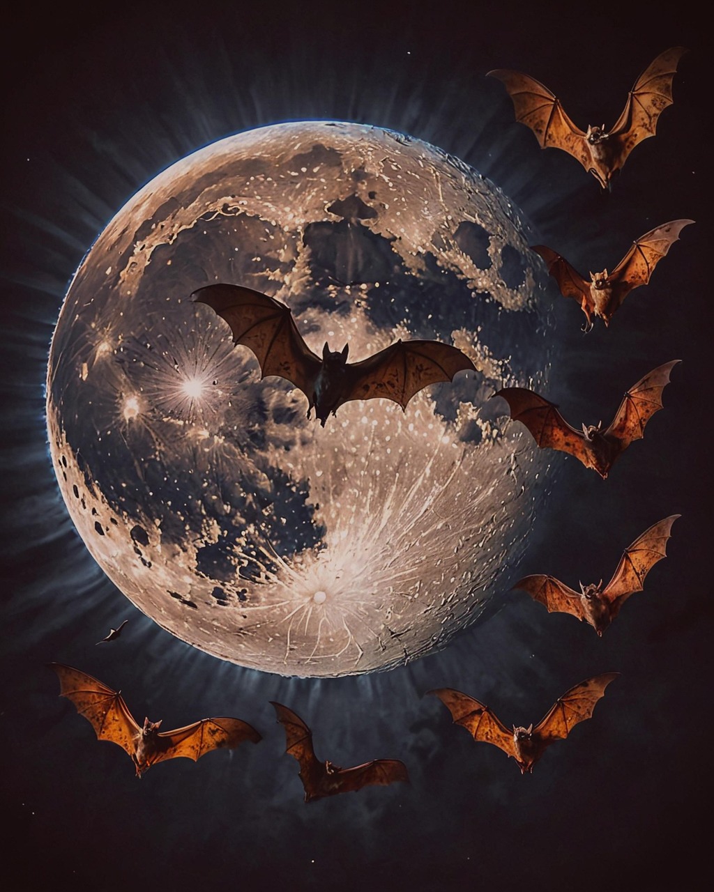 Download Ai Generated, Full Moon, Bats. Royalty-Free Stock Illustration ...