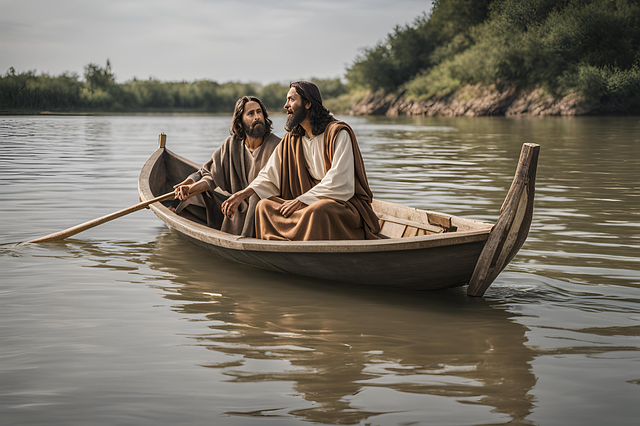 Jesús Y Pedro En El Barco - Imagen gratis en Pixabay