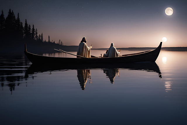 Download Jesus And Peter Evening Boat Ride, Jesus And Peter On The ...