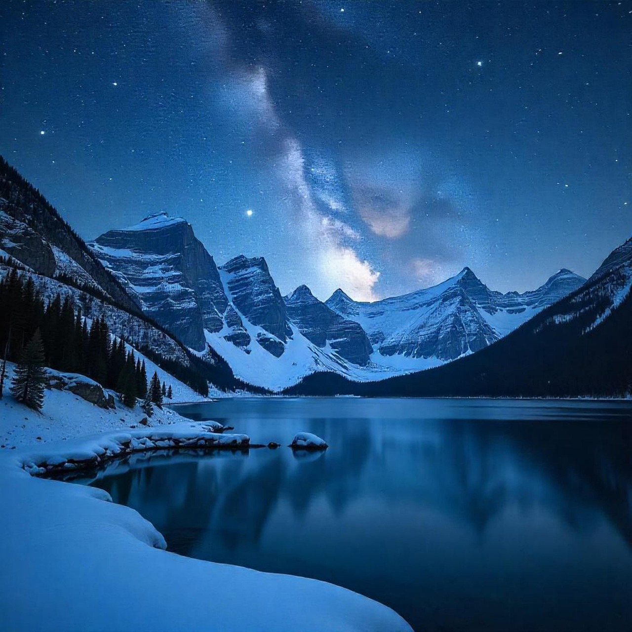 Download Lake, Mountains, Stars. Royalty-Free Stock Illustration Image ...