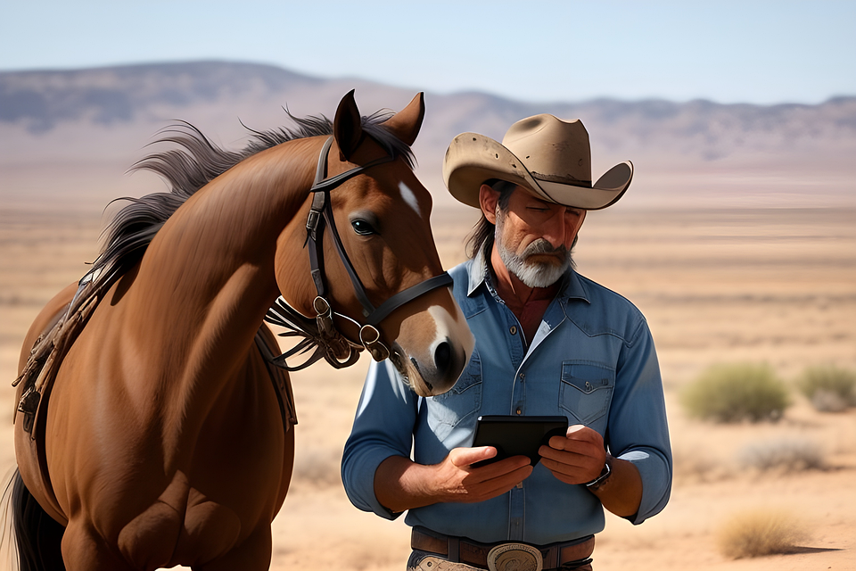 Download Cowboy, Horse, Phone. Royalty-Free Stock Illustration Image ...