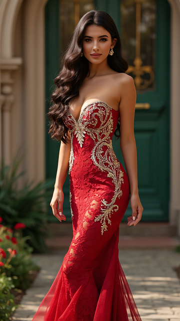 Download Red Gold Dress, Golden, Woman. Royalty-Free Stock Illustration ...