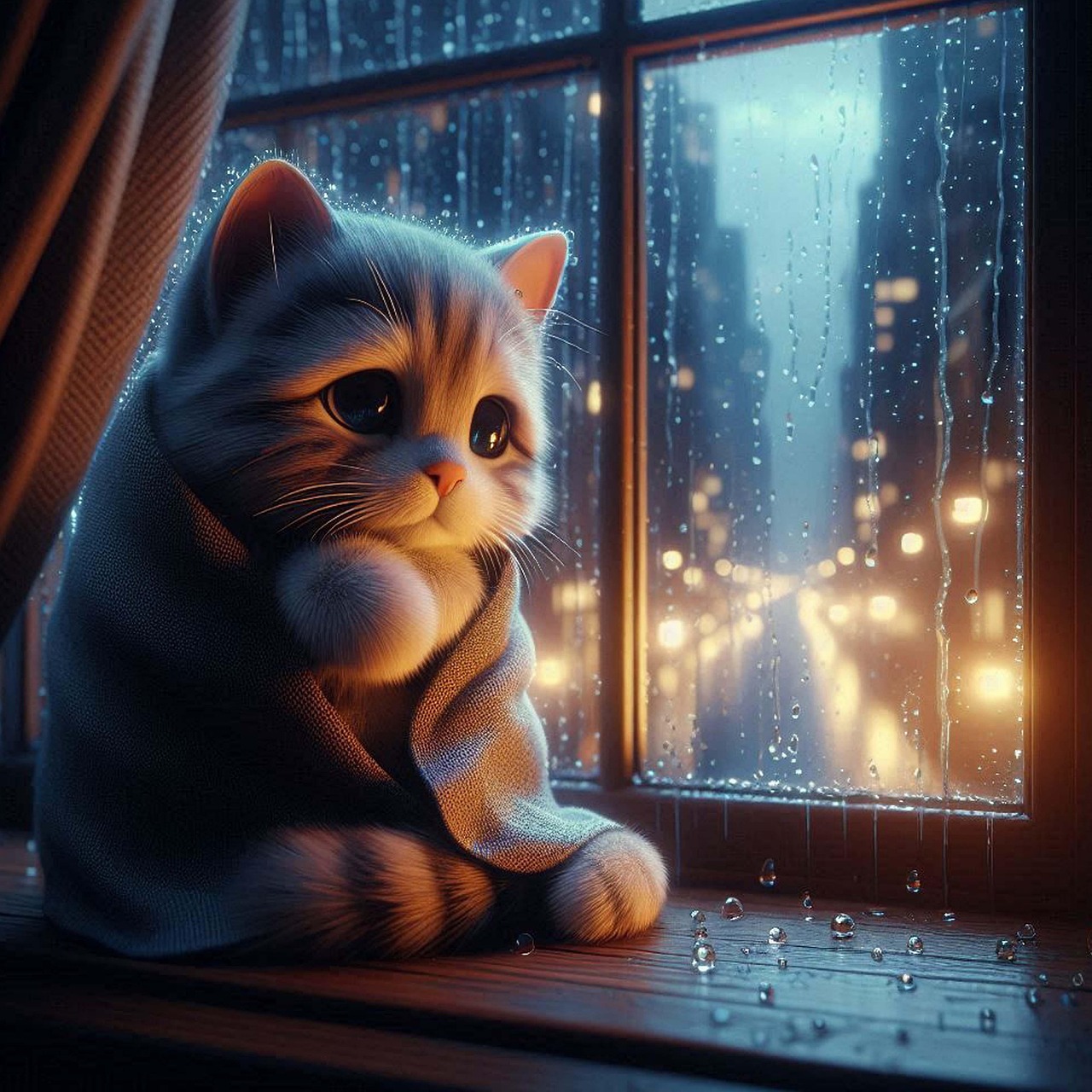Download Ai Generated, Cat, Rain. Royalty-Free Stock Illustration Image ...