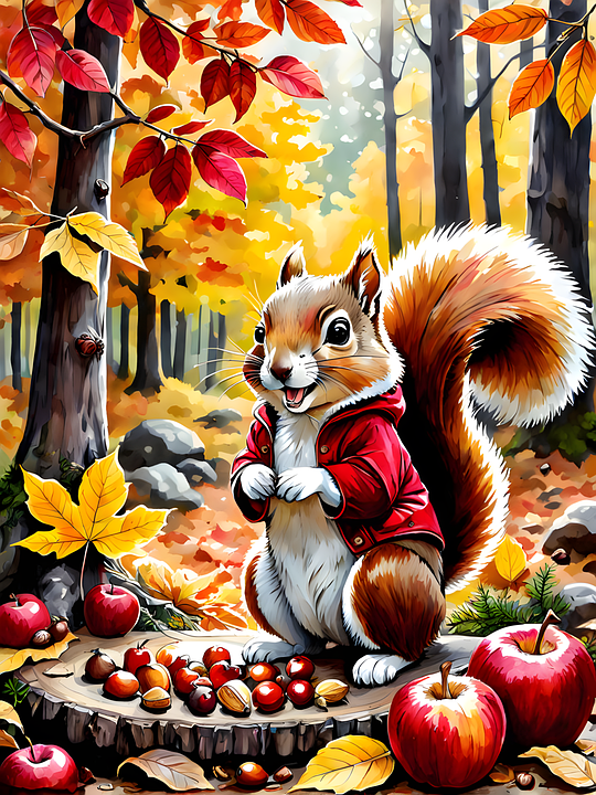 Download Squirrel, Fall, Forest. Royalty-Free Stock Illustration Image ...