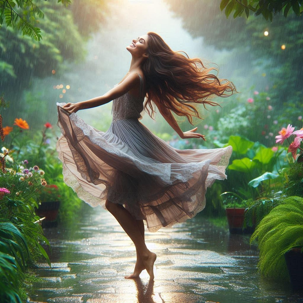 Download Dancing Girl, Cute Girl, Garden. Royalty-Free Stock ...