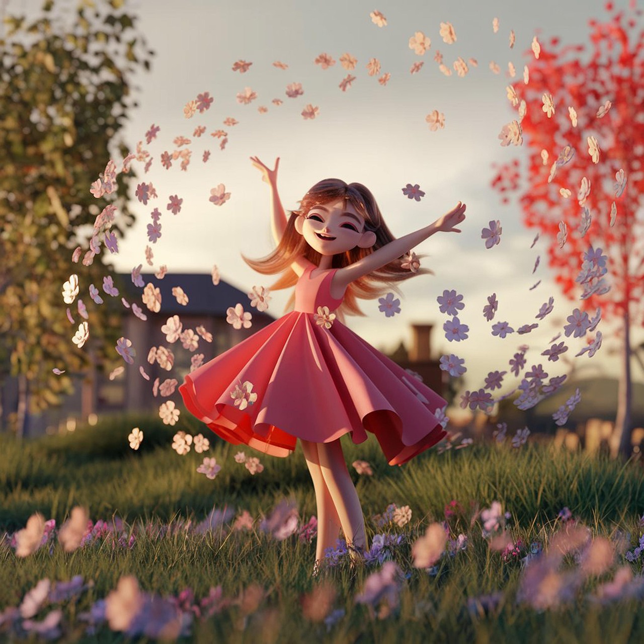 Download Dancing Girl, Cute Girl, Garden. Royalty-Free Stock ...