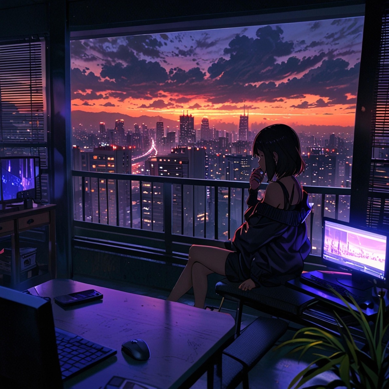 Ai 생성 여자 발코니 도시 - Pixabay의 무료 이미지