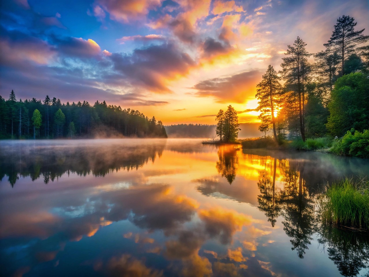 Download Lake, Forest, Nature. Royalty-Free Stock Illustration Image ...