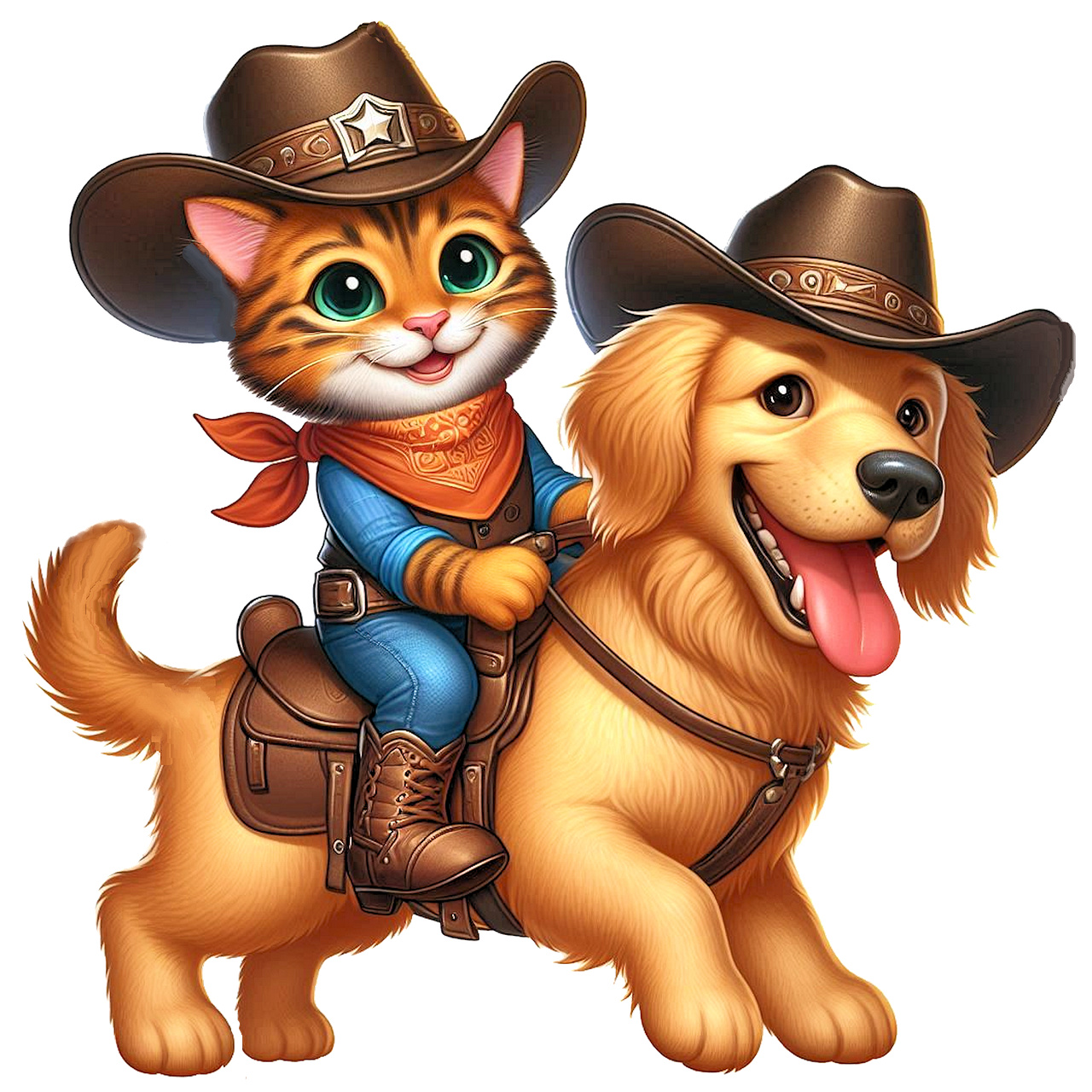 Download Cowboy Cat, Riding A Dog, Cowboy Hats. Royalty-Free Stock ...
