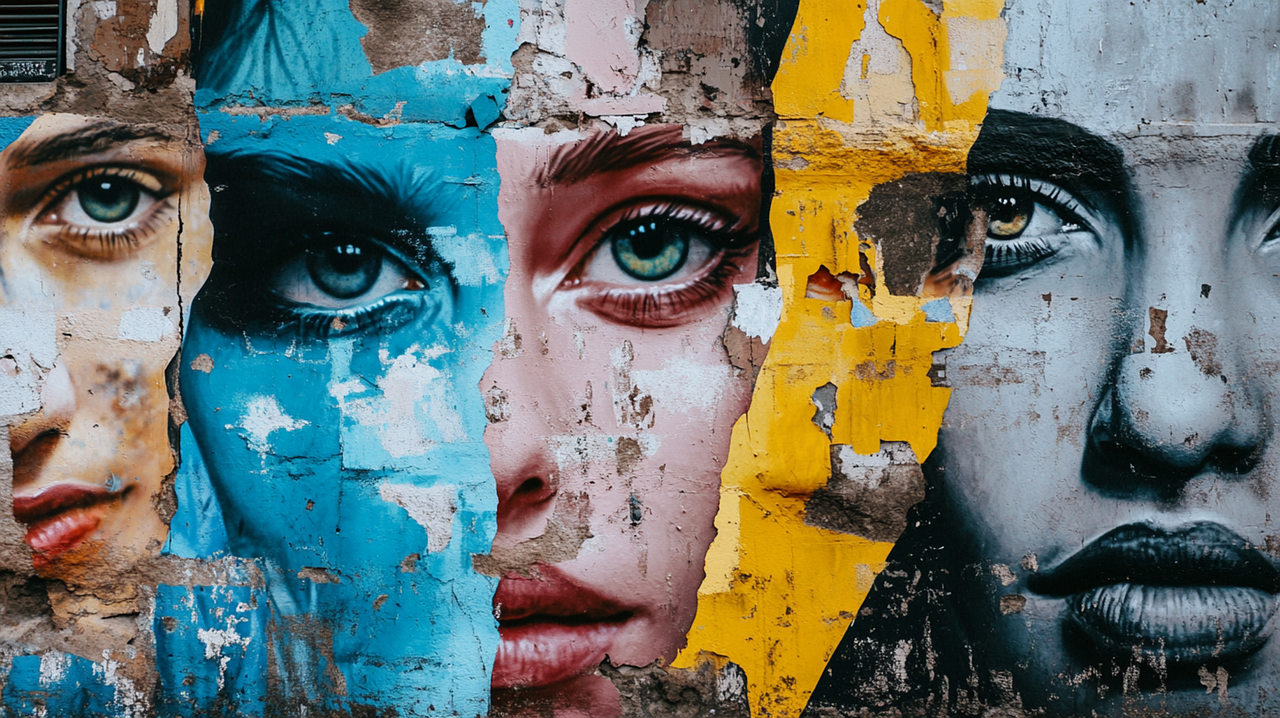 Download Street Art, Faces, Colored Wall. Royalty-Free Stock ...