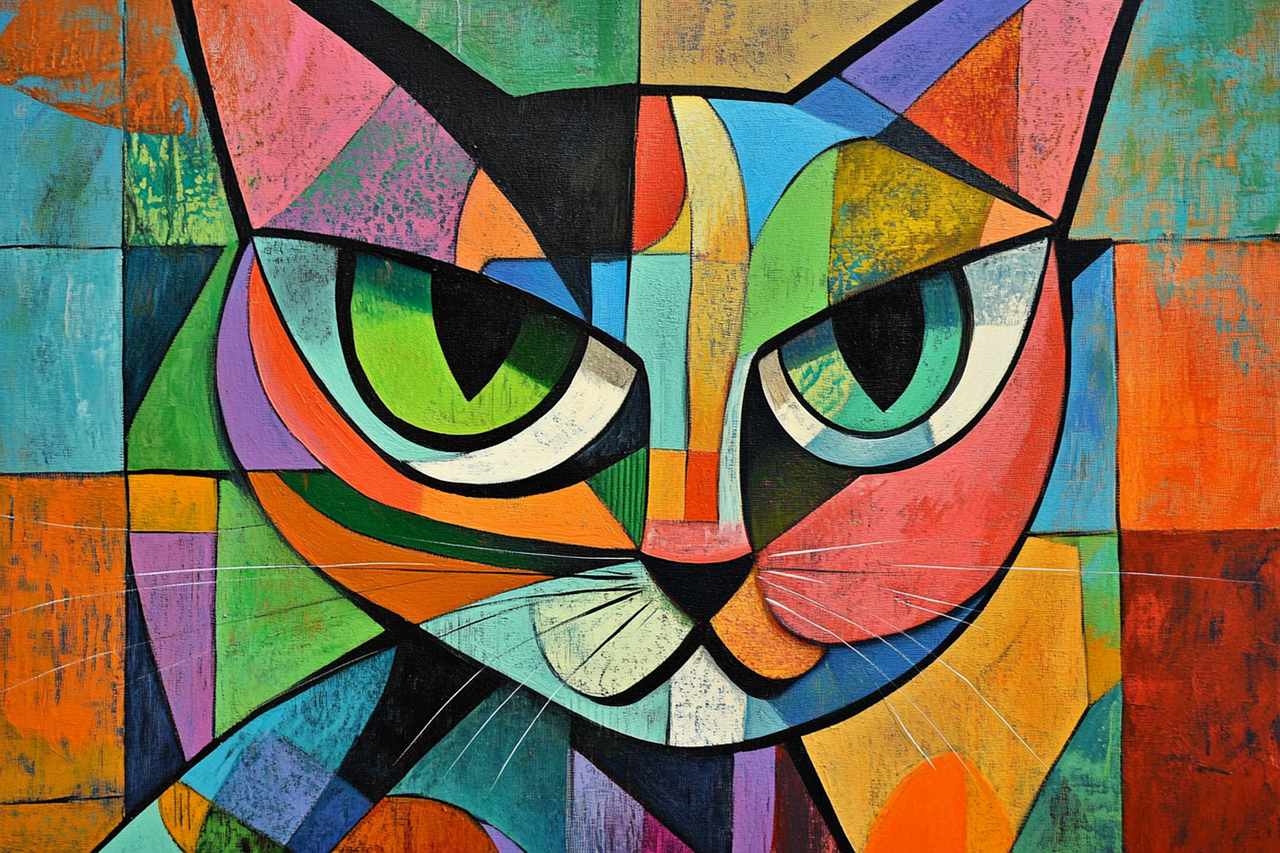 Kubisme Kucing Geometri - Gambar gratis di Pixabay