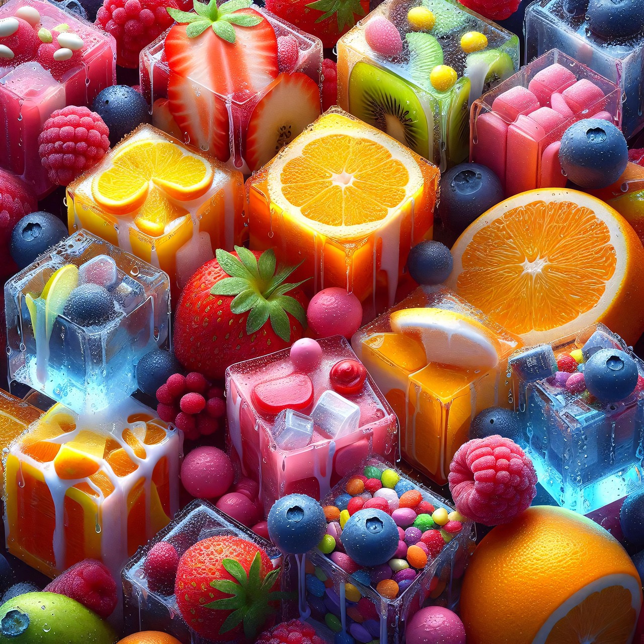 Download Ai Generated, Ice Cubes, Candies. Royalty-Free Stock ...