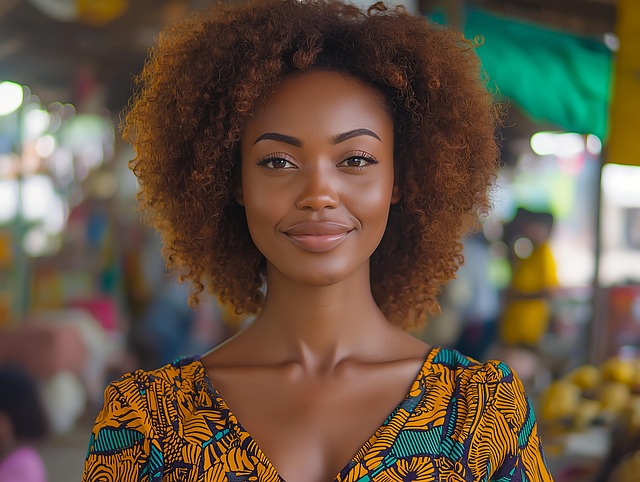 Download Smiling Woman, African Fashion, Traditional Dress. Royalty ...