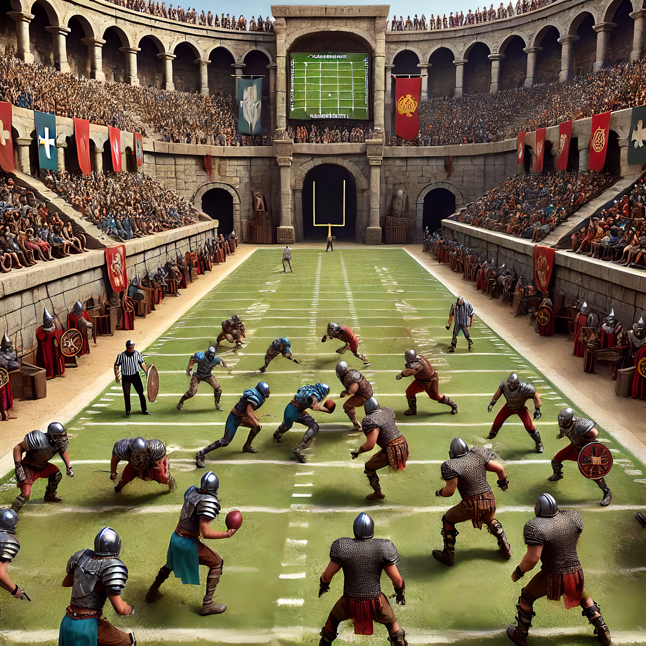 Download Medieval Football, Roman Arena, Sports. Royalty-Free Stock ...