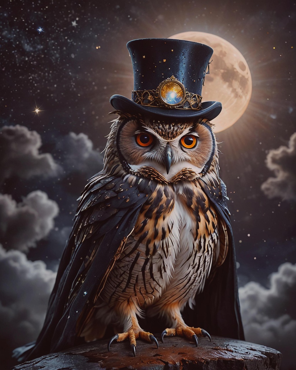 Download Ai Generated, Owl, Magic Hat. Royalty-Free Stock Illustration ...