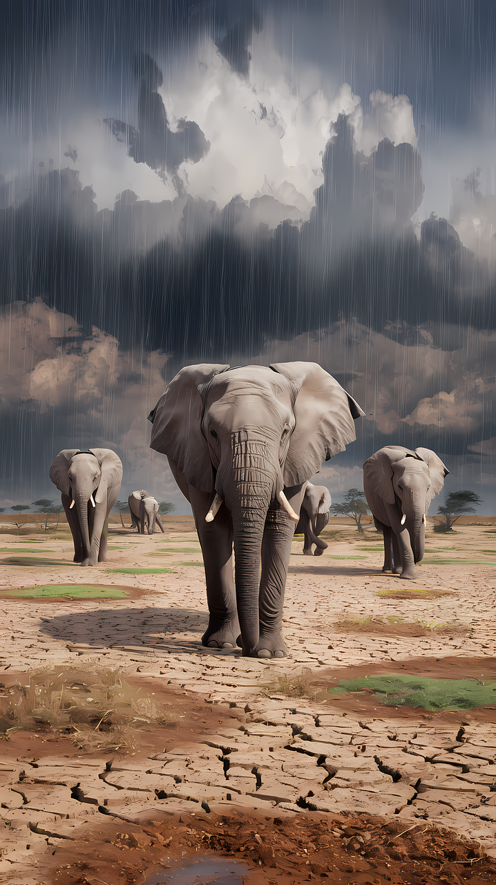 Download Elephants, Drought, Wildlife. Royalty-Free Stock Illustration ...