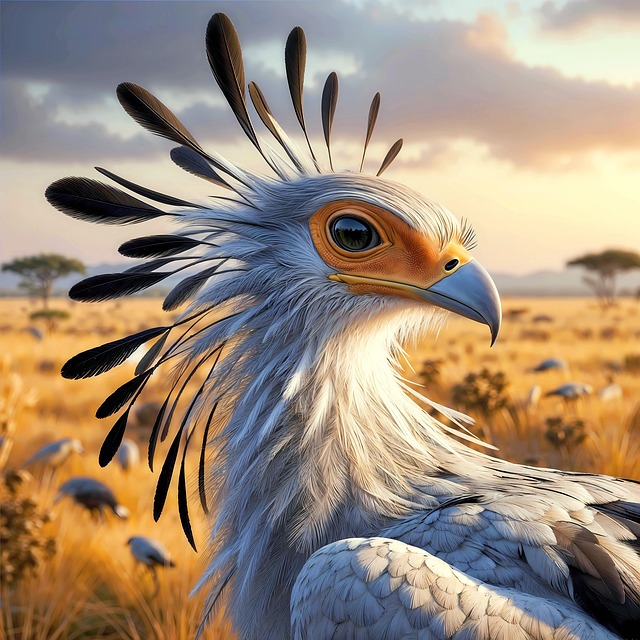 Download Secretary, Raptor, Savannah. Royalty-Free Stock Illustration ...