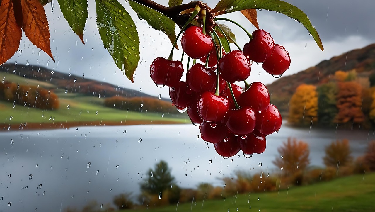 Download Cherries, Raindrops, Autumn. Royalty-Free Stock Illustration ...