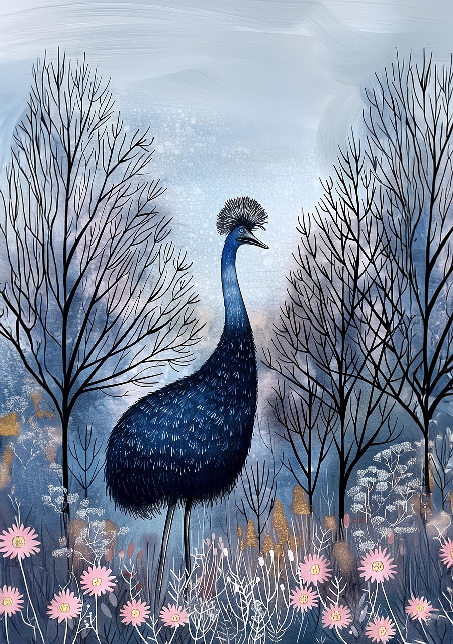 Download Emu, Dark Blue, Trees. Royalty-Free Stock Illustration Image ...