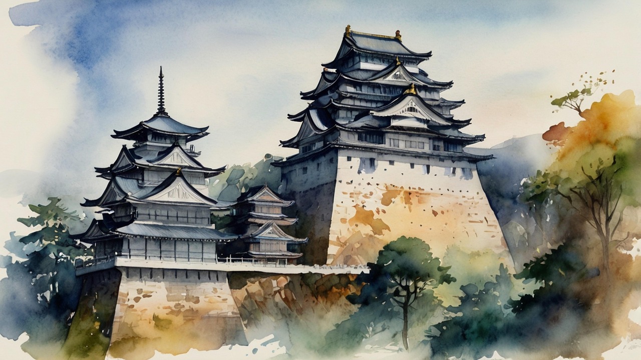 Japón Castillo Acuarela - Imagen gratis en Pixabay