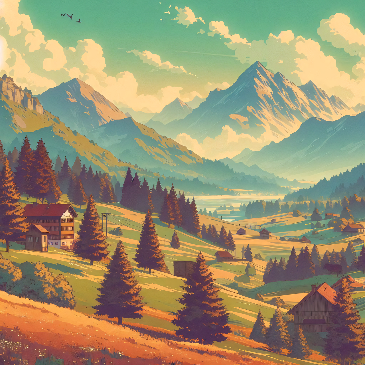 Download Countryside, Farm, Village. Royalty-Free Stock Illustration ...