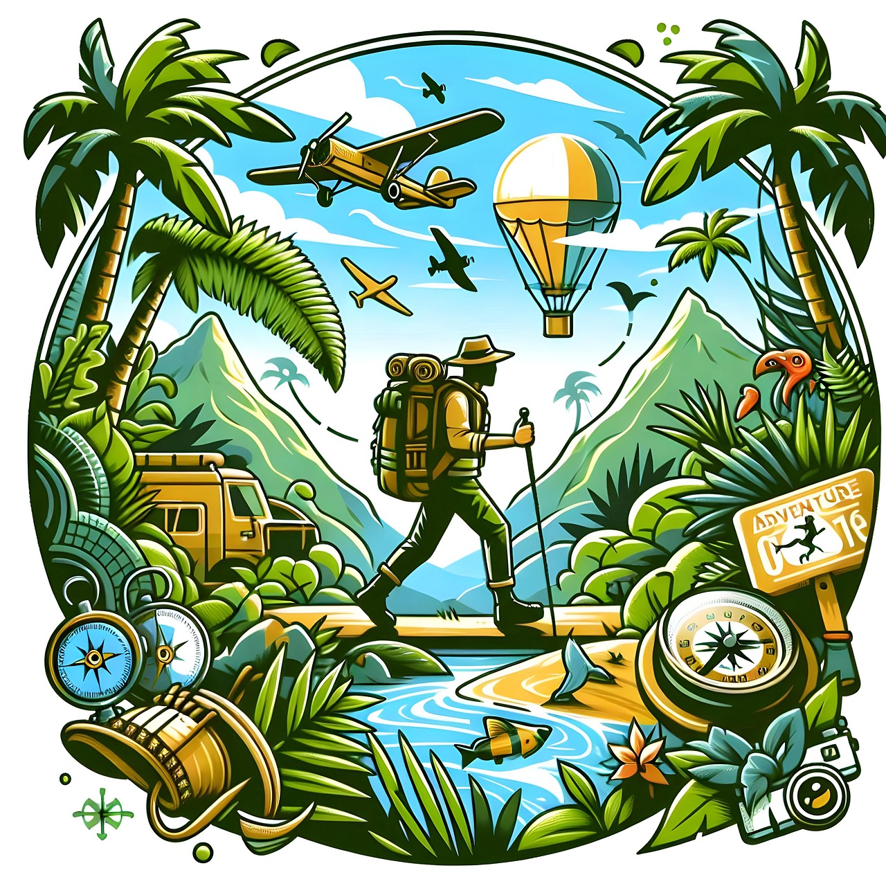Download Adventure, Travel, Hiking. Royalty-Free Stock Illustration ...