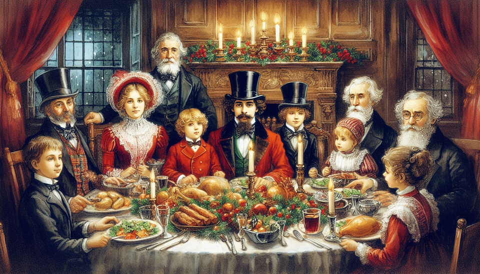 Download Victorian, Christmas, Dinner. Royalty-Free Stock Illustration ...