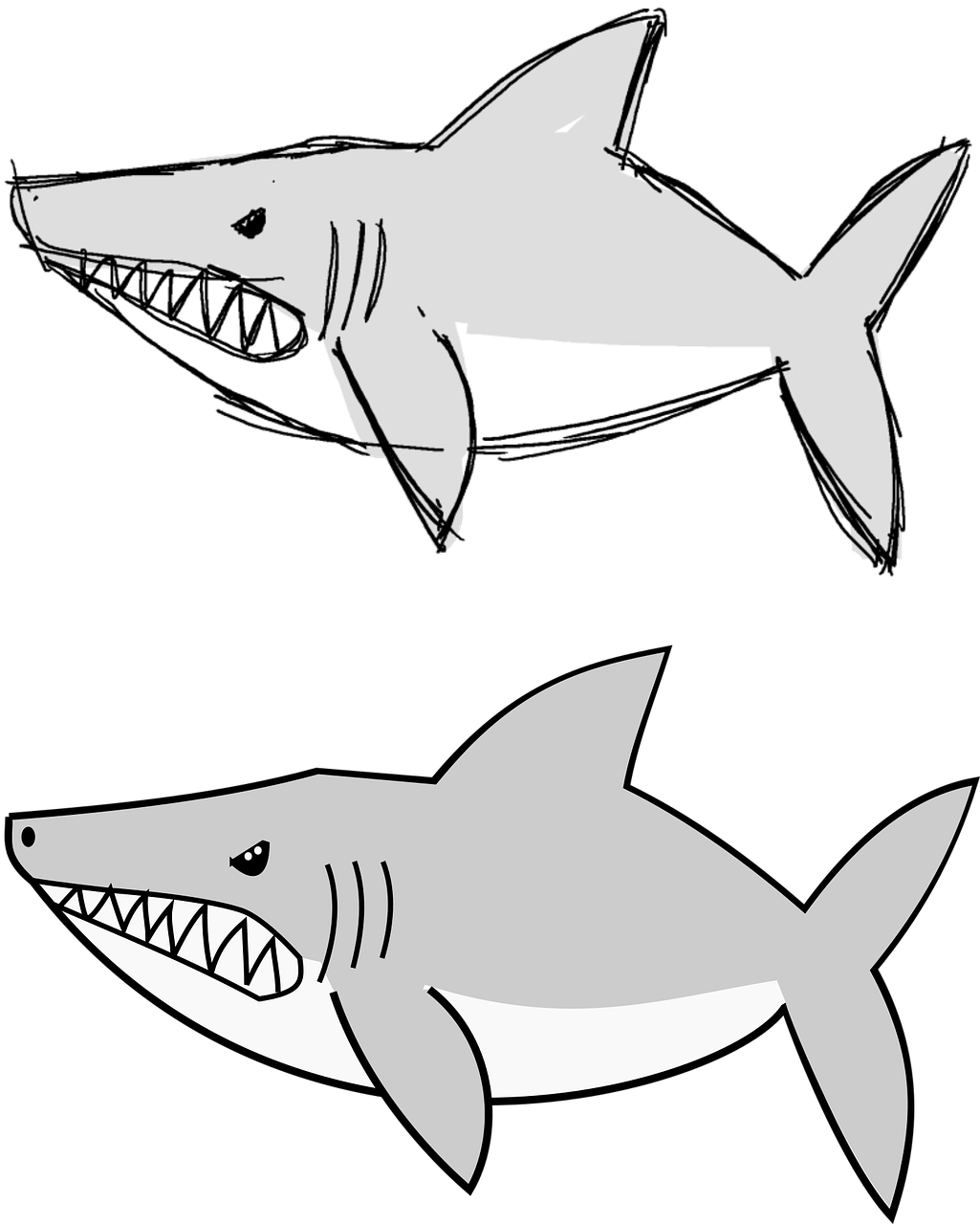 Tiburón Dibujos Animados Bosquejo - Gráficos vectoriales gratis en Pixabay