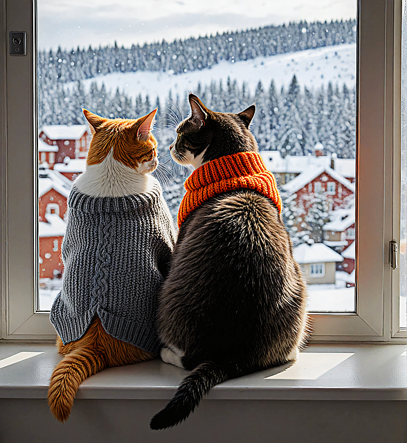 Download Cats, Window, Winter. Royalty-Free Stock Illustration Image ...