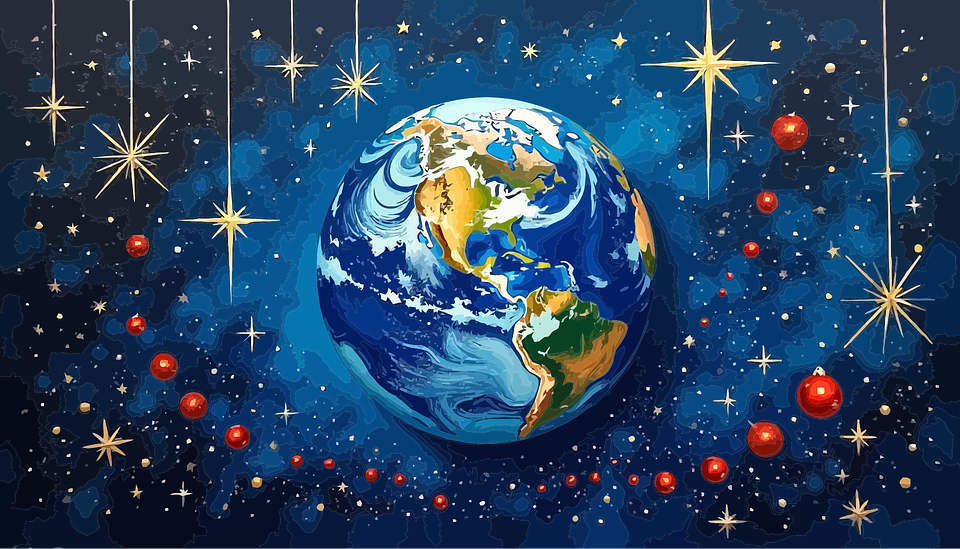 Download Earth Christmas Background, Vacation Planet View, Earth ...