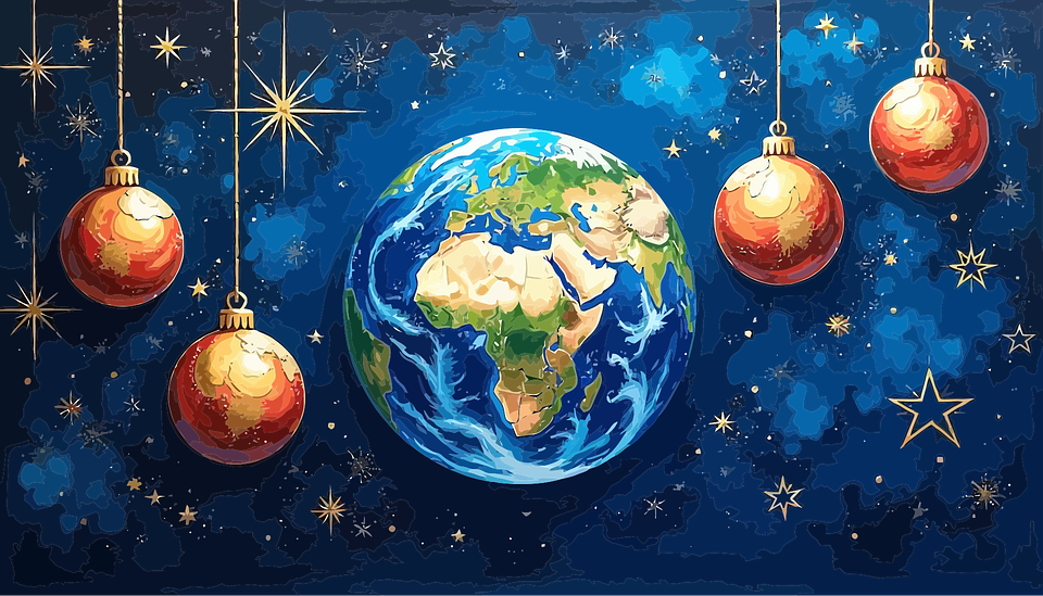 Download Earth Christmas Background, Vacation Planet View, Earth ...