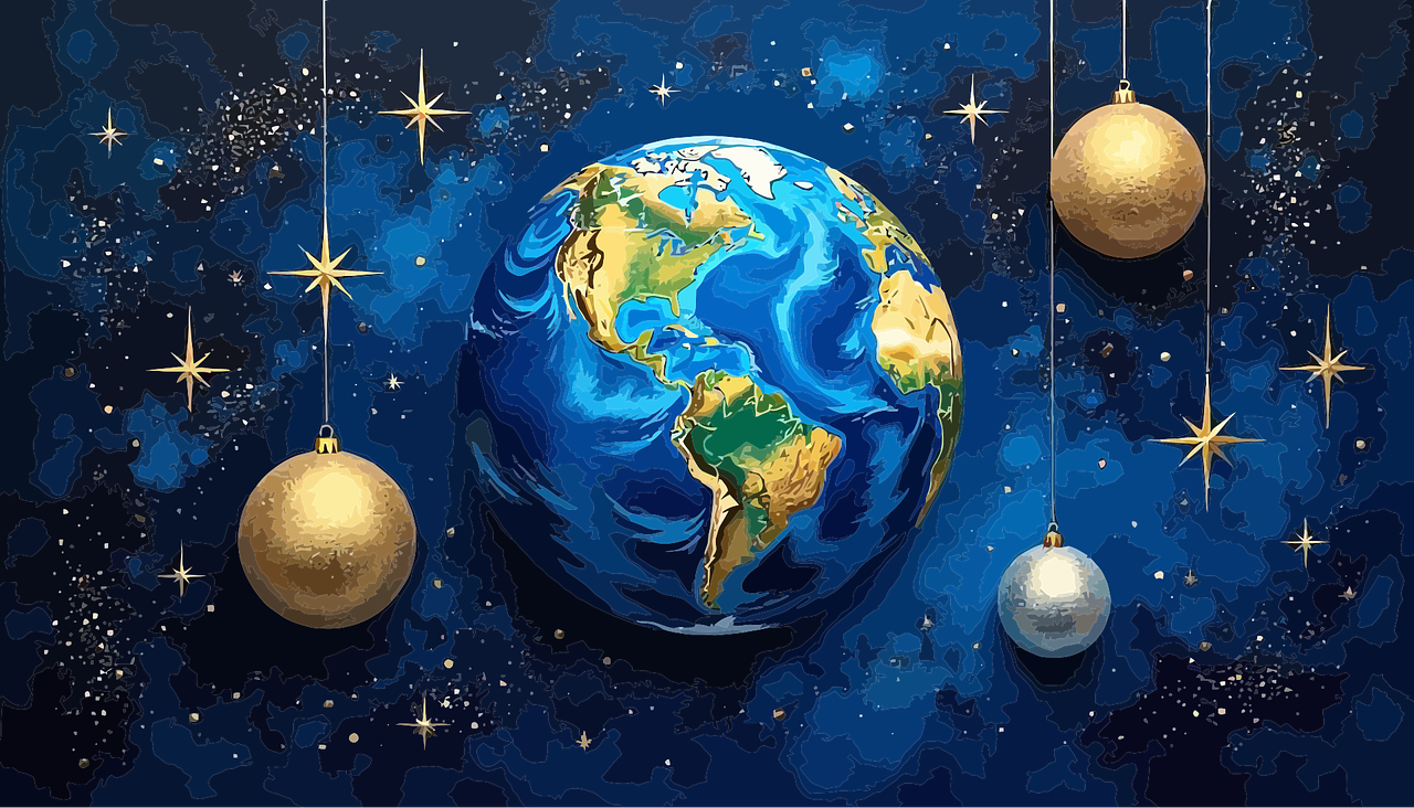 Download Earth Christmas Background, Vacation Planet View, Earth ...