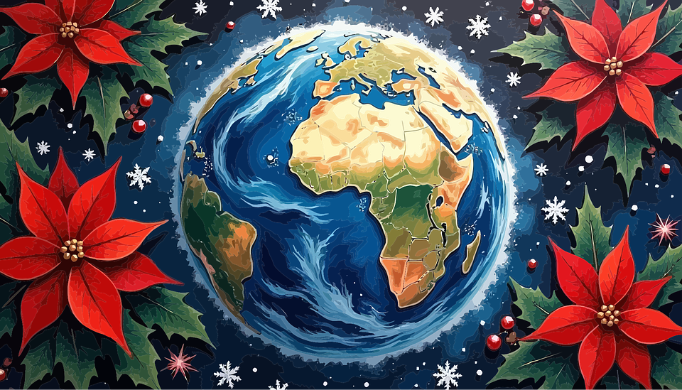 Download Earth Christmas Background, Vacation Planet View, Earth ...