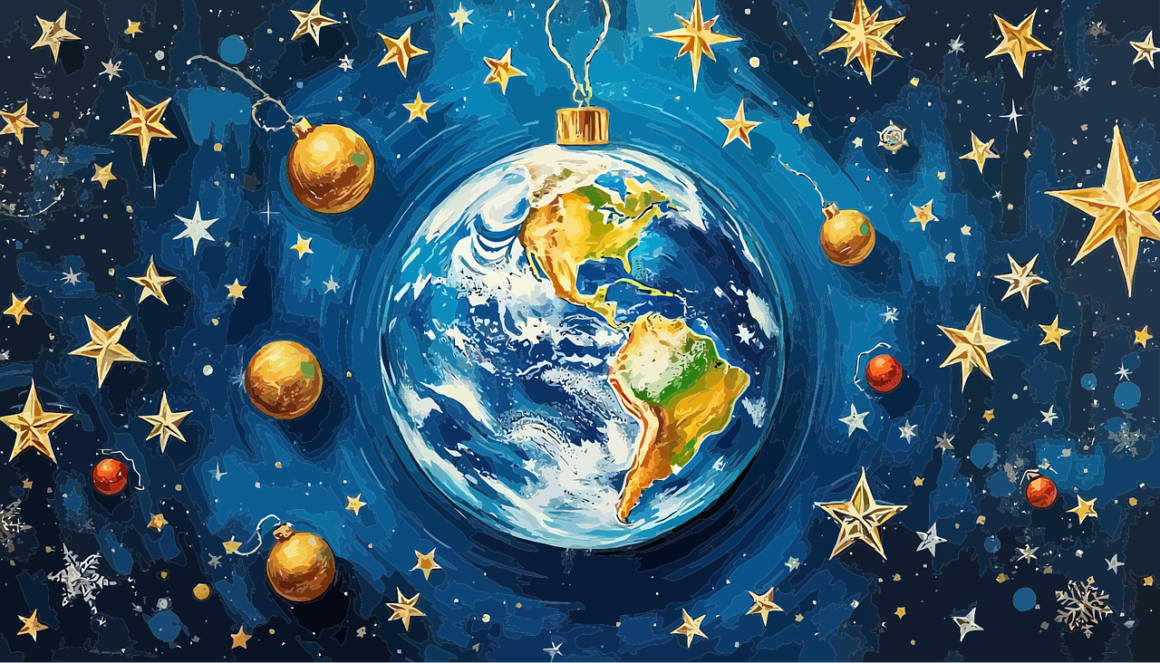 Download Earth Christmas Background, Vacation Planet View, Earth ...