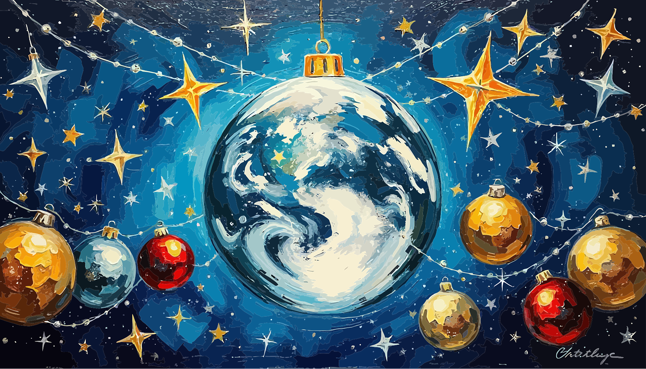 Download Earth Christmas Background, Vacation Planet View, Earth ...