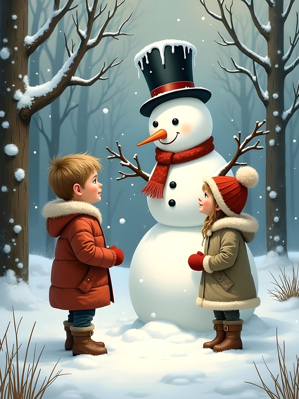 Download Snowman, Children, Seasonal. Royalty-Free Stock Illustration ...