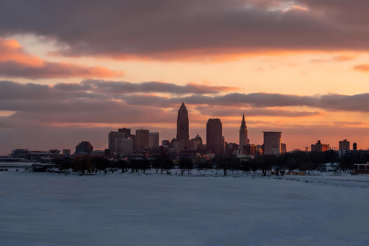 Sunset City Skyline Winter - Free photo on Pixabay